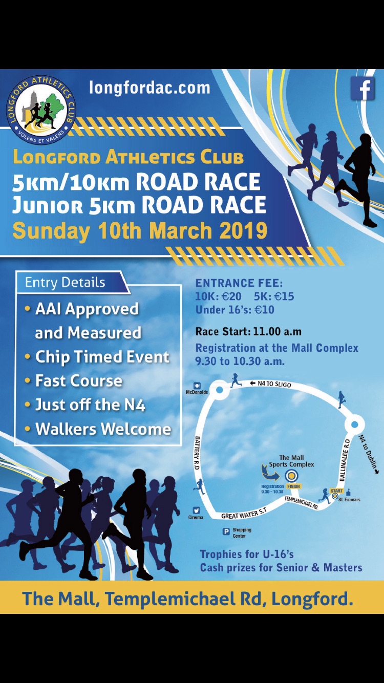 Longford AC 5k/10k Road Race 2019 - Pop Up Races