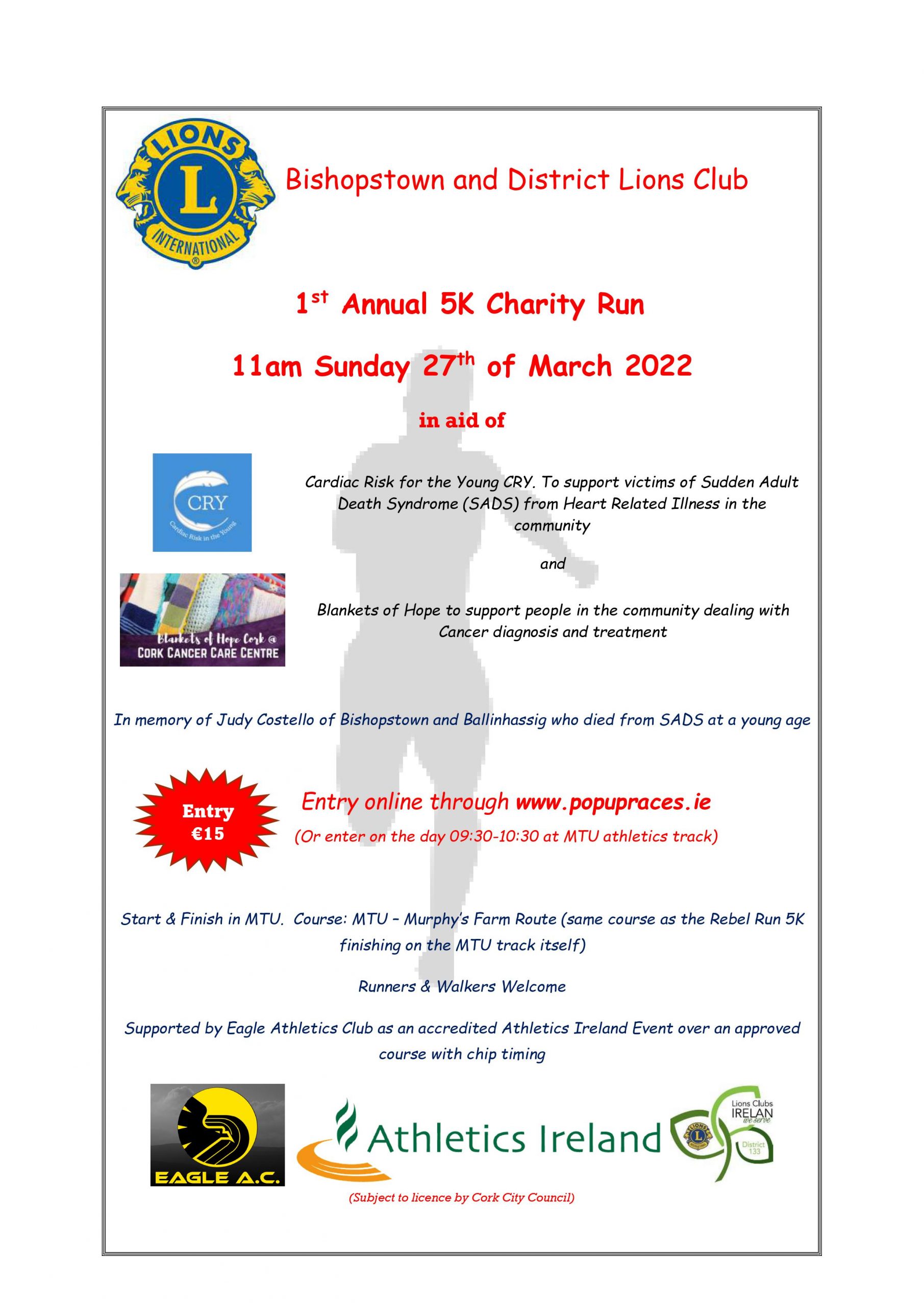 Bishopstown Lions Club 5k - Pop Up Races
