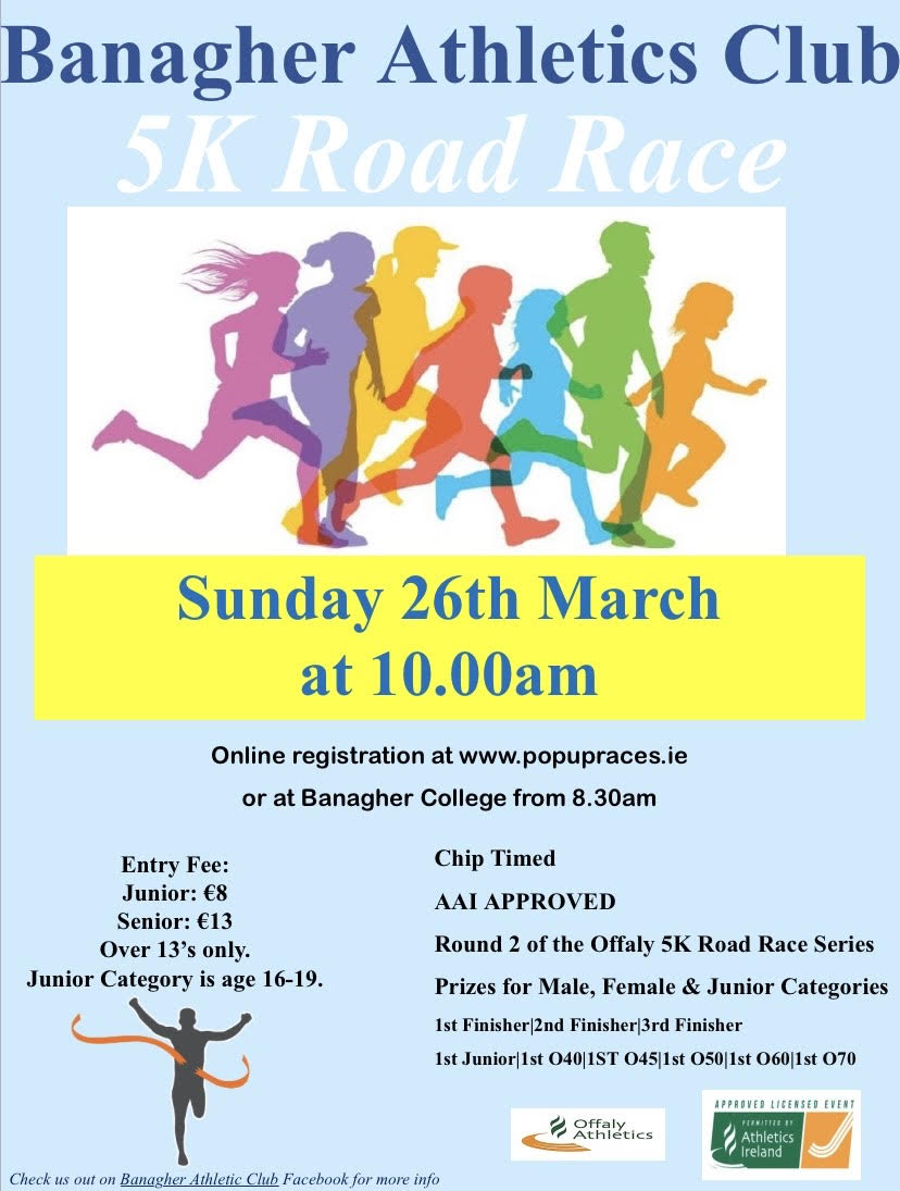 Banagher AC 5K Road Race 2023 - Pop Up Races