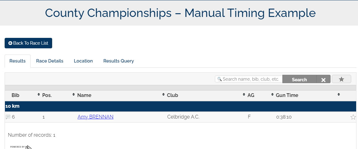 Manual Timing Example - Pop Up Races