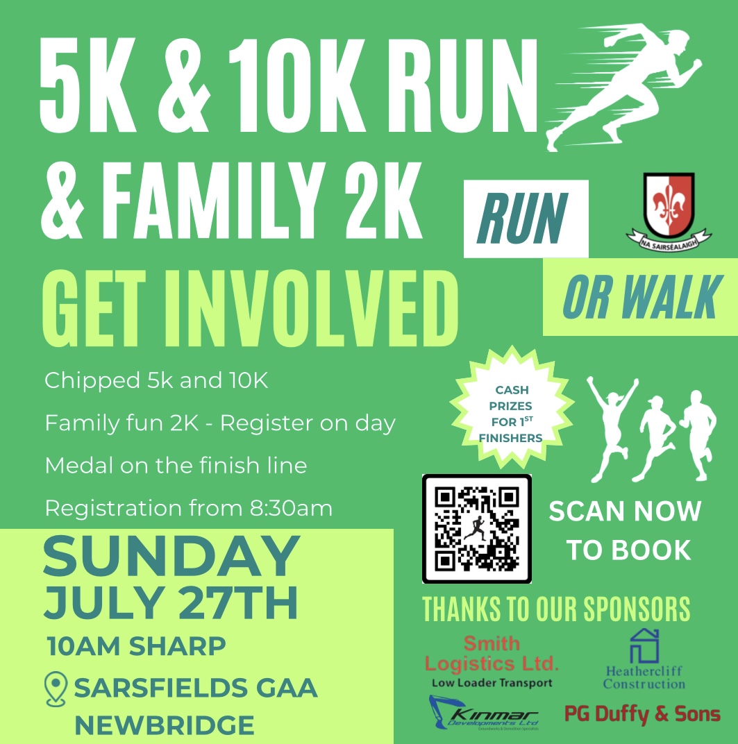 Sarsfields GAA 5k, 10k & Family 2k Run 2025 - Pop Up Races