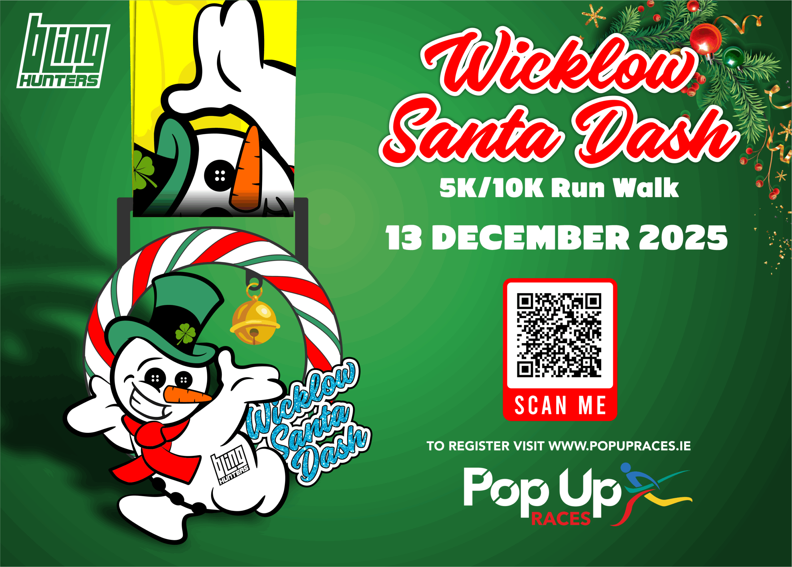 Wicklow Santa Dash 5k/10k run/walk 2025 - Pop Up Races